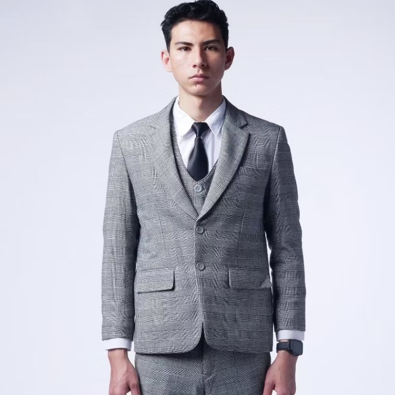 Jual Mubeng - Elegant Jas Slimfit Plaid Grey (Free Cover Jas) | Shopee ...