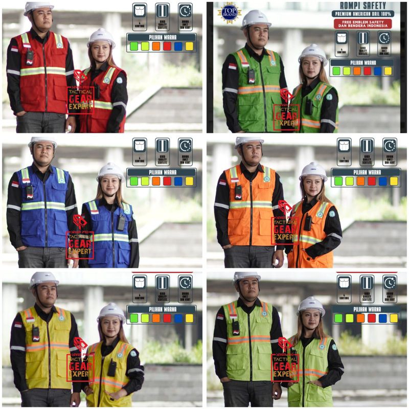 Jual ROMPI SAFETY FIRST/ROMPI SAFETY/ROMPI SAFETY VEST/BAHAN SOFT DRILL ...