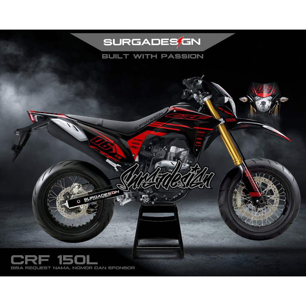 Jual DECAL CRF 150 L FULL BODY HITAM, DECAL CRF HITAM, DECAL CRF, DECAL ...