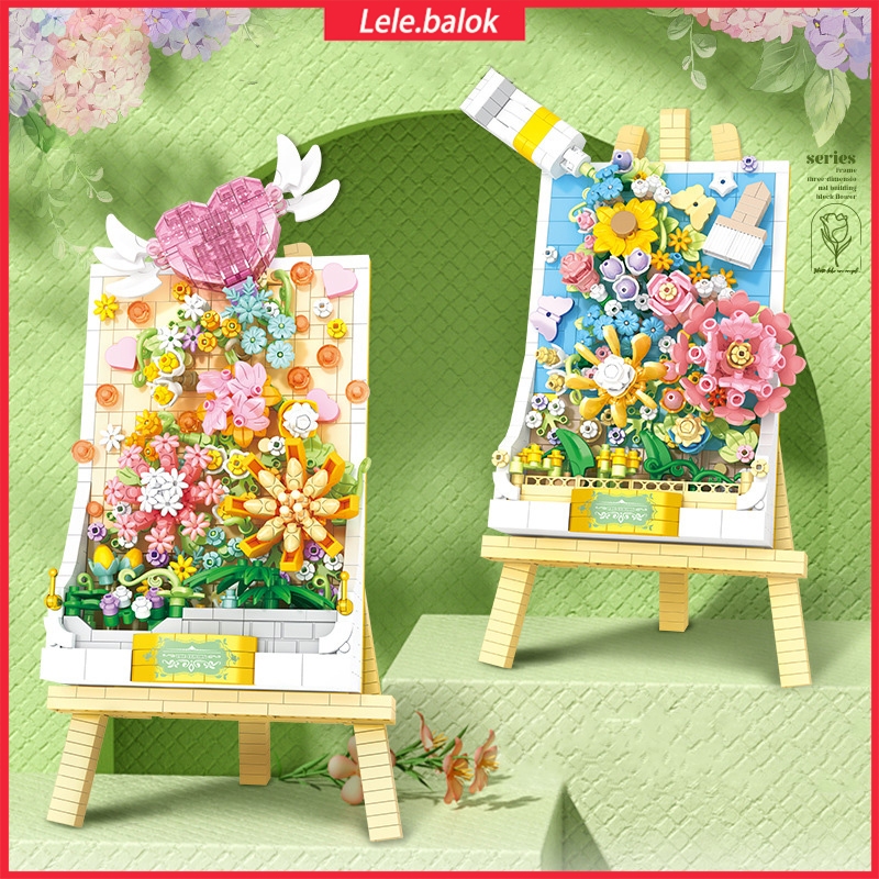 Jual Mainan Blok Bangunan Batu Bata Bunga LED Gaya Taman Bingkai Foto ...
