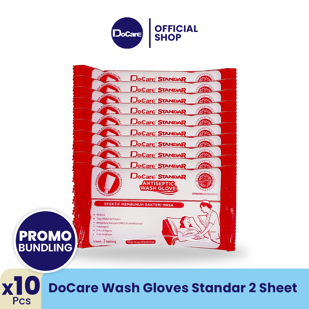 Jual [Promo Bundling 10 Pack] - Docare Wash Gloves Standar 2 Sheet ...