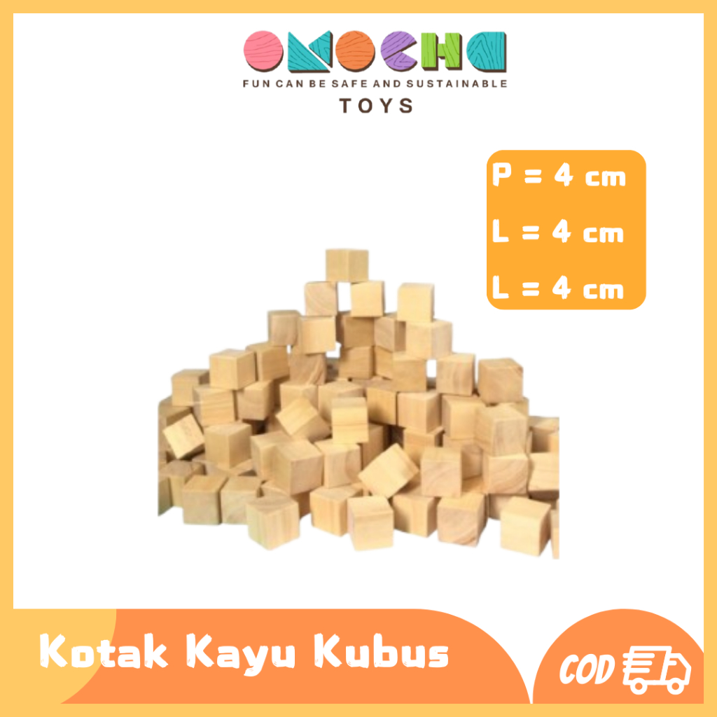 Jual Omocha Toys - Natural Wooden Cube Block Kotak Kayu Kubus kayu 4x4cm | Shopee Indonesia