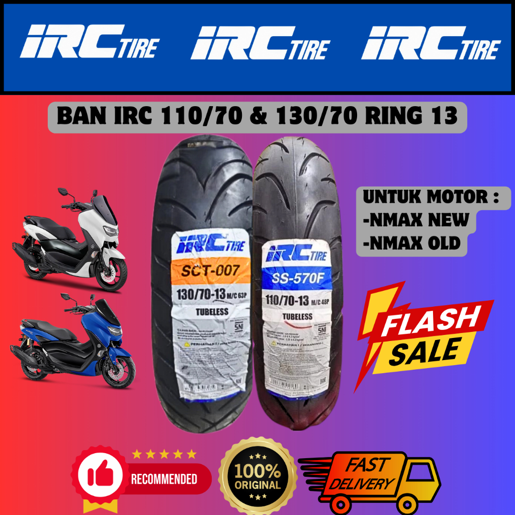 Jual Ban Depan Belakang Motor Yamaha NMAX ( 110 70 13 & 130 70 13 ) IRC ...