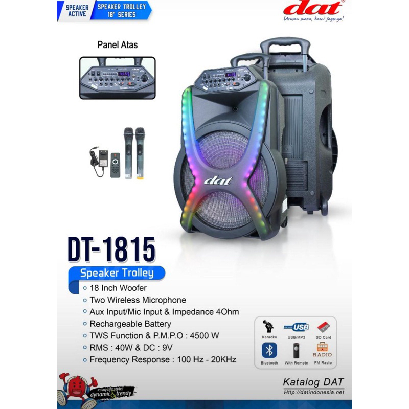 Jual Speaker DAT Trolley Portable DT 1815 ECO | Shopee Indonesia