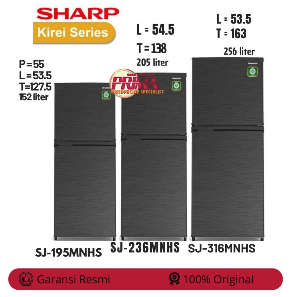 Jual JUAL KULKAS 2 PINTU SJ-195MN-HS [ 152 LITER ] / SJ-236MN-HS [ 205 LITER ] / SJ-316MN-HS ...