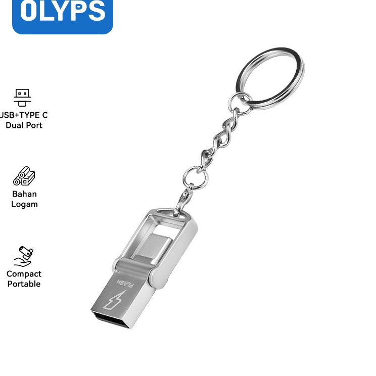 Jual Pusat Belanja OLYPS Flashdisk OTG TYPE C USB 2 in 1 Dual Port ...