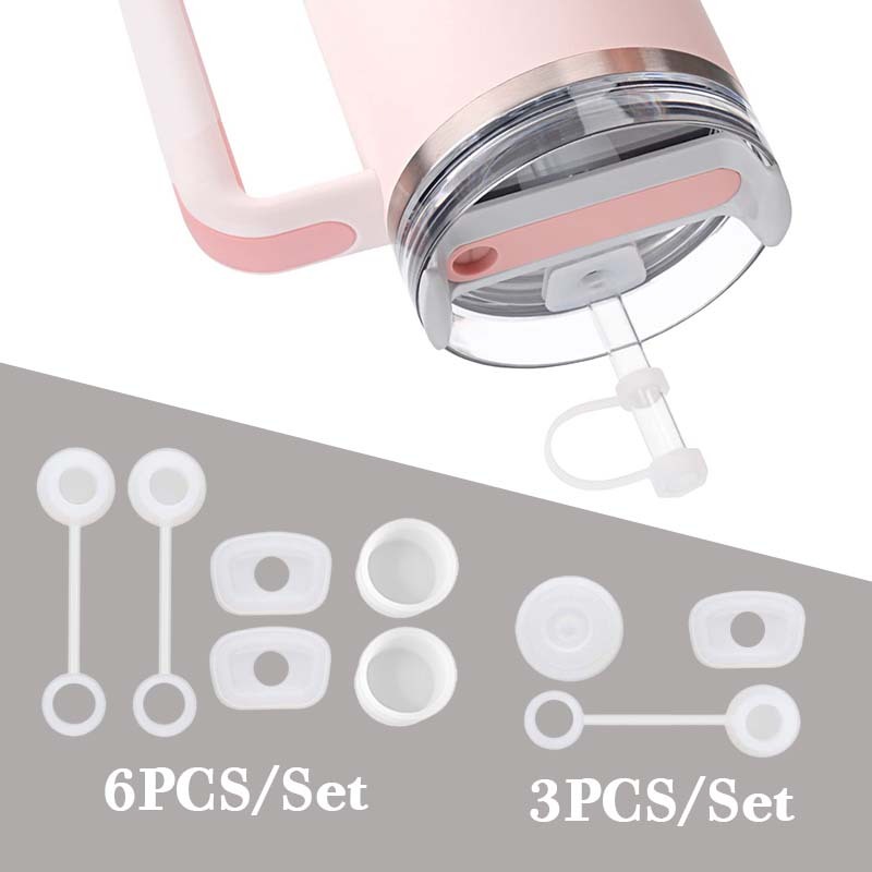 Jual 3/6pcs Silikon Anti Tumpah Stopper Set 1.0/2.0 Straw Cap Spill ...