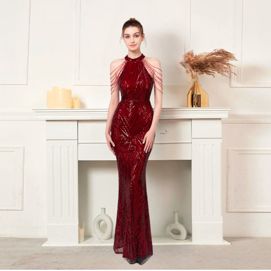 Jual [SHEERASCHOICE] Alessa Dress pesta wanita payet/gaun prom night ...