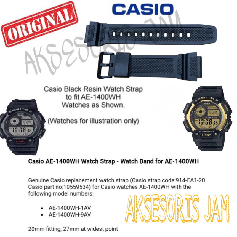 Jual TALI/STRAP CASIO AE-1400WH AE 1400WH AE 1400 Casio Original free ...