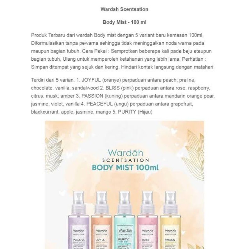 Jual Wardah Scenstation Body Mist 100ML ~Beaute Soul~ | Shopee Indonesia