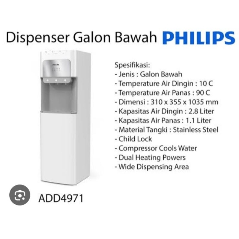 Jual Dispenser Galon Bawah Philips ADD-4971 White/Water Dispenser ...