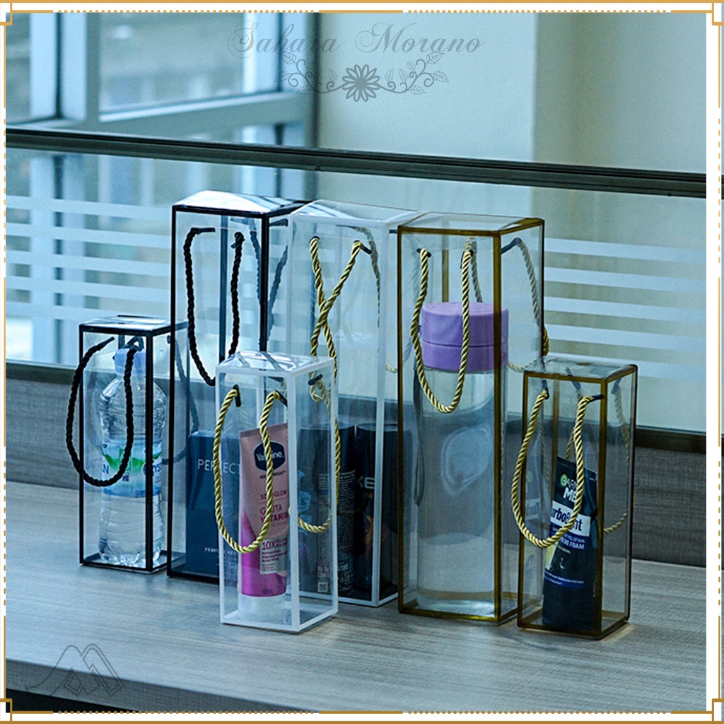 Jual Flower Box Transparant PVC Handle Tali Flower Bag Box Souvenir Box ...