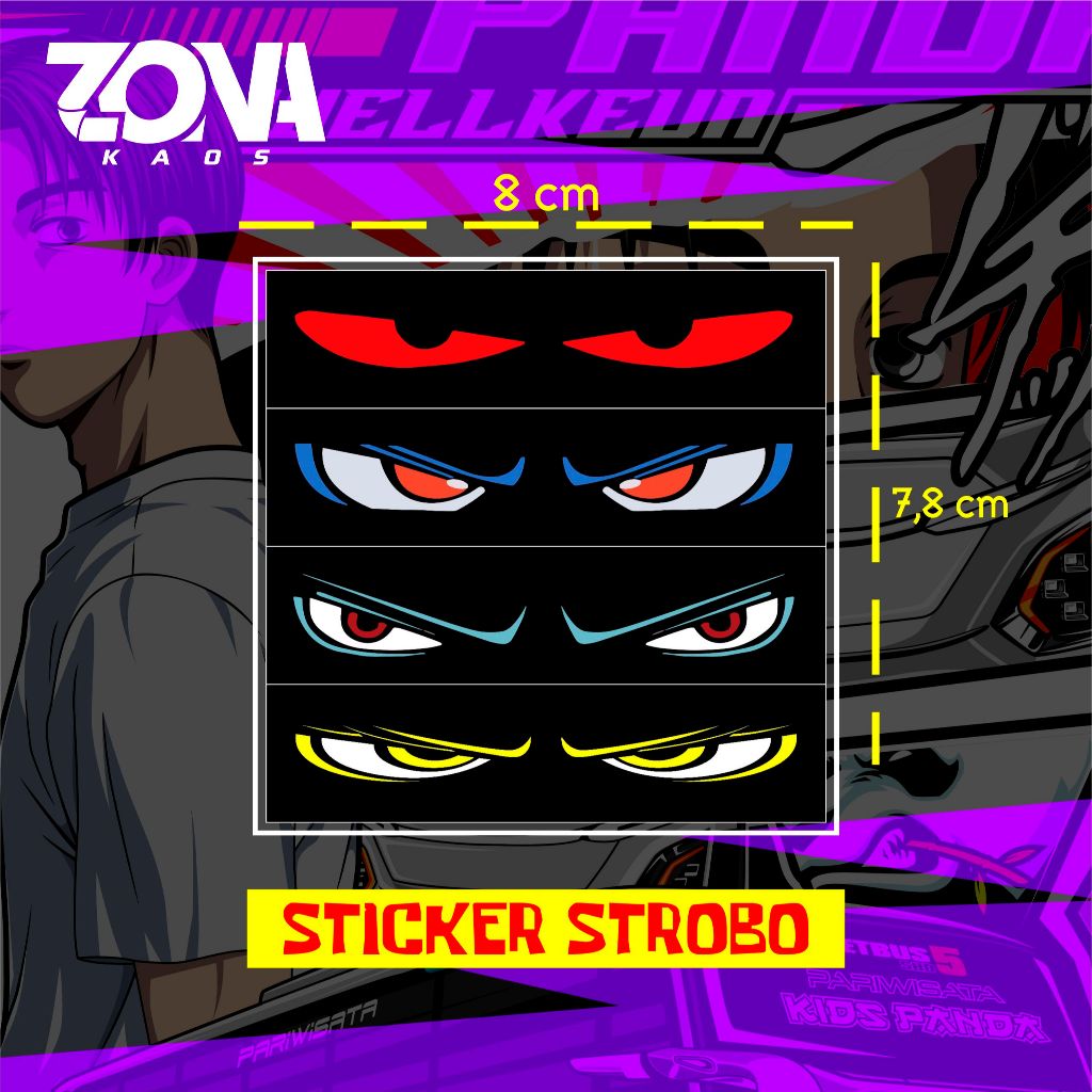 Jual STIKER STROBO MATA MINIATUR ANTI AIR 1 LEMBAR STICKER WATERPROOF ...