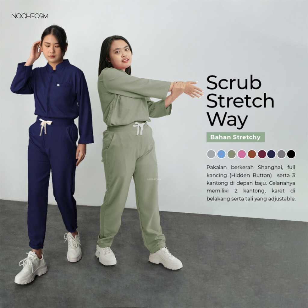 Jual NOCH FORM Scrub Stretch Way Lengan Panjang / Doctor’s Scrub/ Set ...