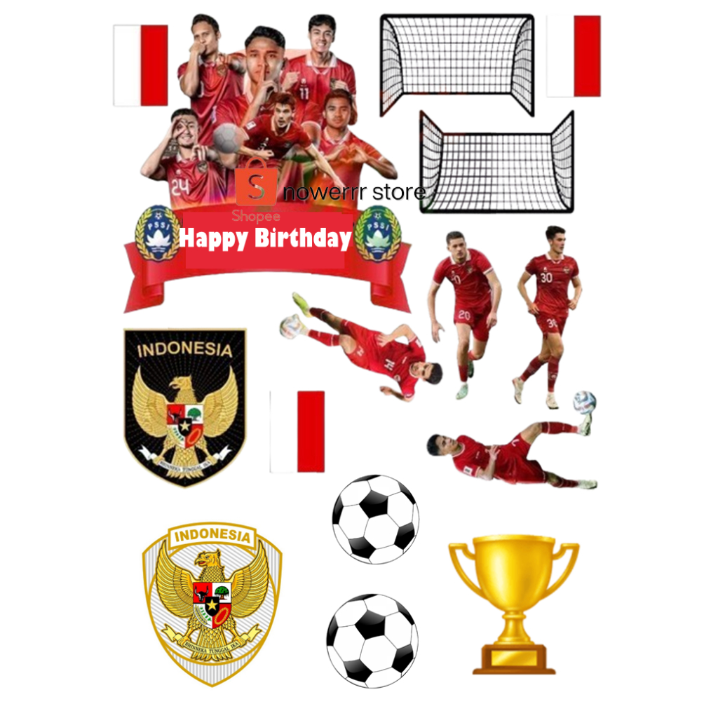 Jual Topper TIMNAS SEPAKBOLA Custom/ Hiasan Cake Timnas Indonesia Sepak ...
