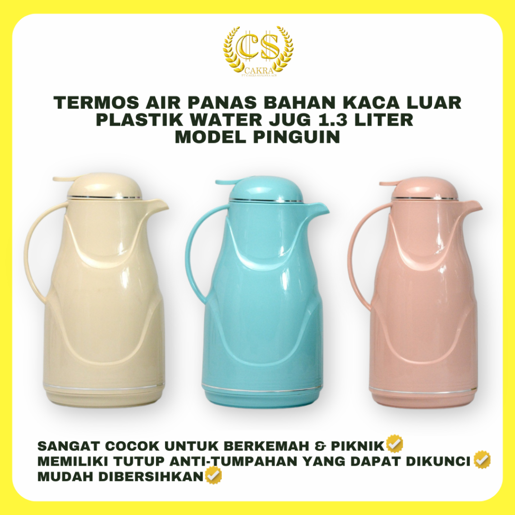 Jual CS 1300ML Termos Air Panas Bahan Kaca Luar Plastik Water Jug 1.3 ...