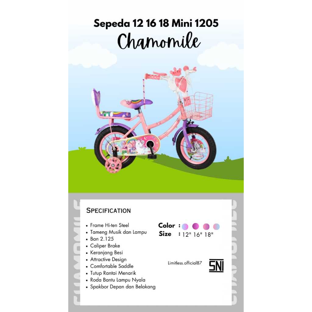 Jual Sepeda Anak Mini Keranjang 12 16 dan 18 Inch 1205 Chamomile Sepeda ...