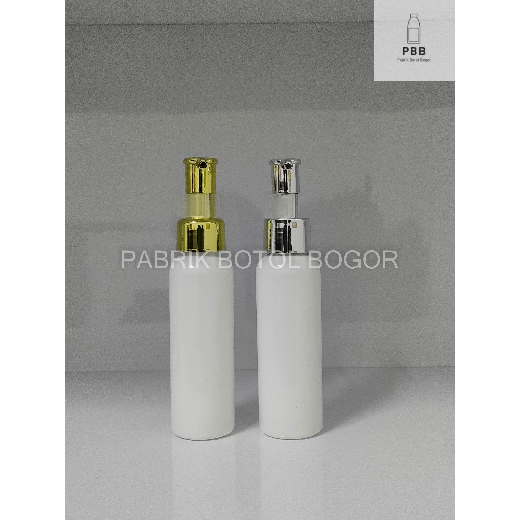 Jual PBB - Botol Br 100 Ml Putih Pump Clip Oil Luxury Gold Silver 100Ml Lotion | Shopee Indonesia