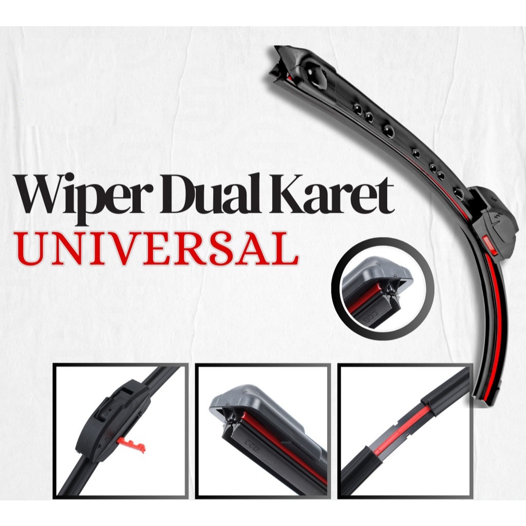 Jual Dual Wiper Mobil Universal Wiper Frameless Double Karet 14 16 18 20 22 24 26 Inch | Shopee ...