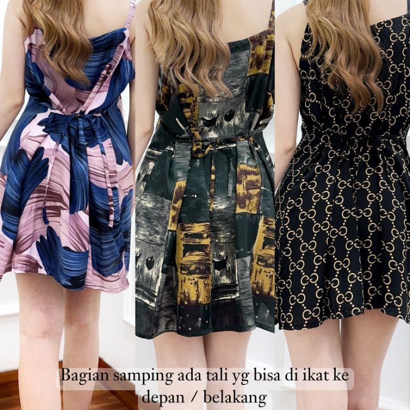 Jual Mini Dress Tanktop Wanita Daster Tali Pendek Wanita Rayon motif ...