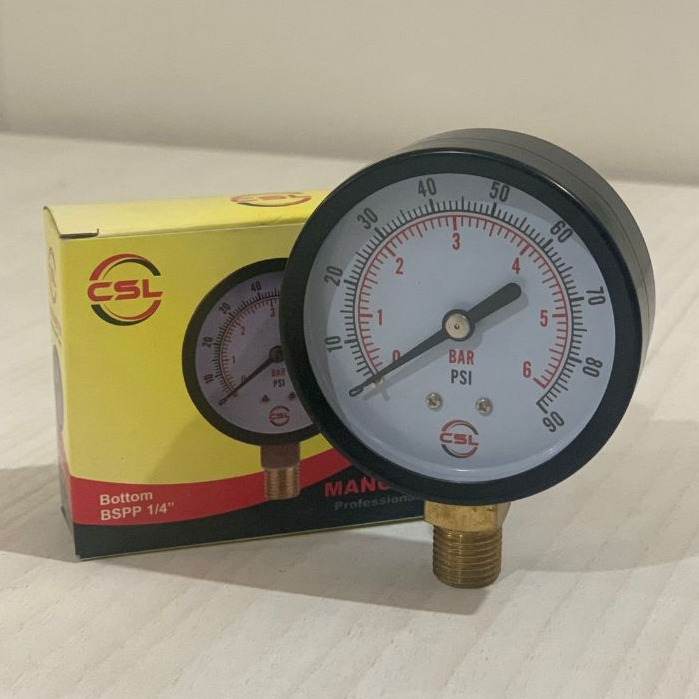 Jual Manometer 6 Bar Pressure Gauge 6Bar Pressure Gauge 6kg merk TEKIRO ...