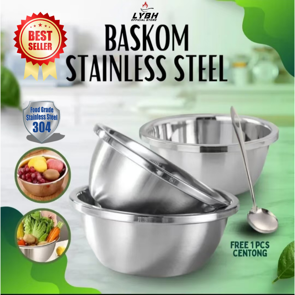Jual “COD”【Baskom】Saibon/baskom304 Stainless Steel Mangkuk Bumbu ...