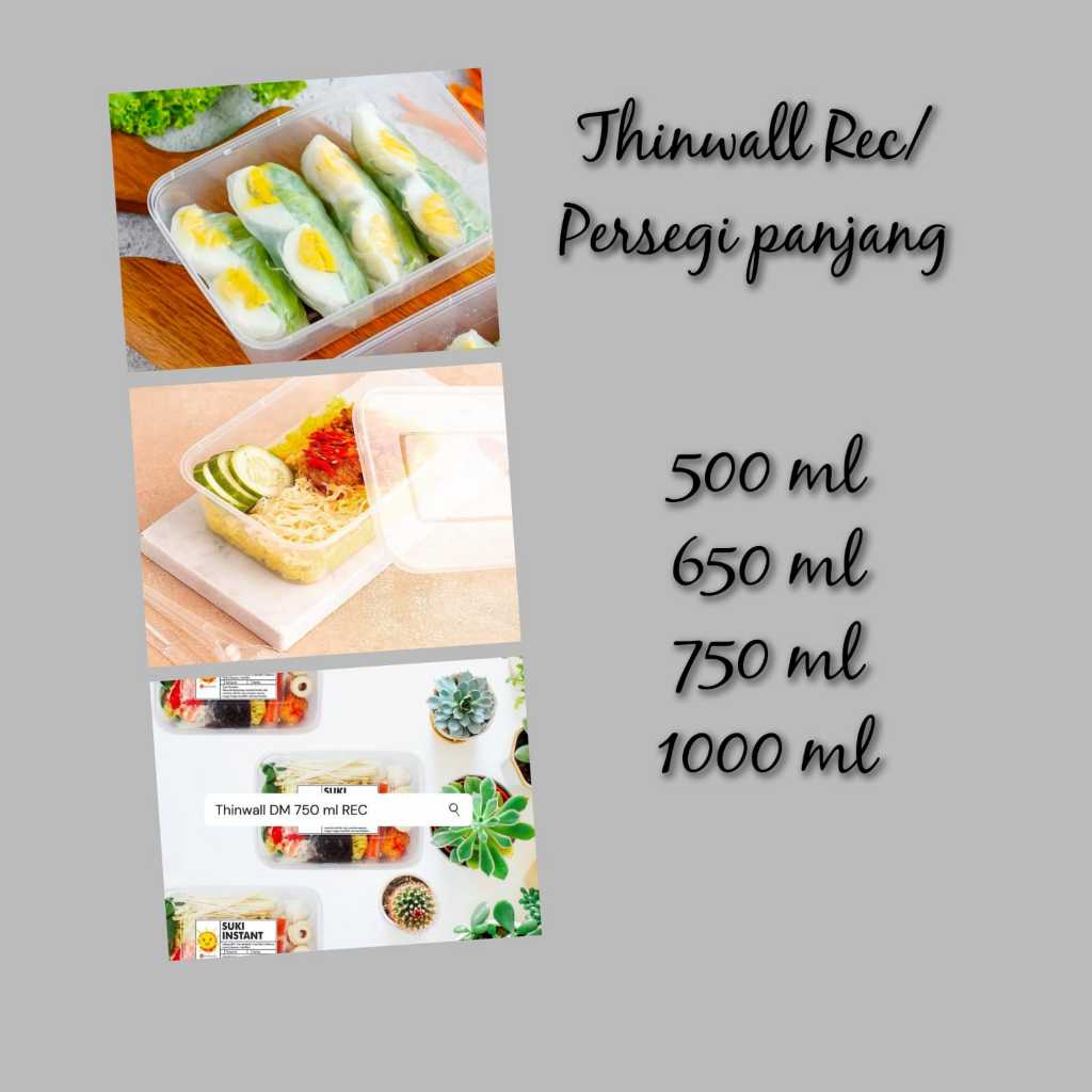 Jual THINWALL DM 500ml 650ml 750ml 1000ml Kotak Food Container Lunch Box Tempat Makan Nasi ...