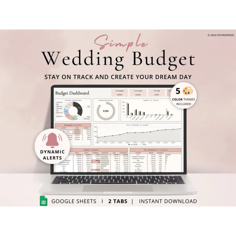 Jual Simple Wedding Budget Planner Google Sheets Honeymoon Budget ...