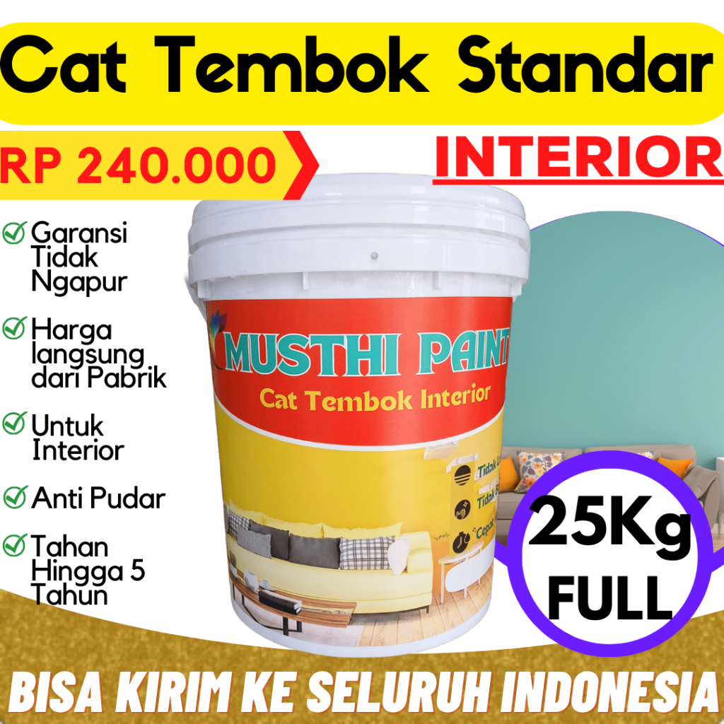 Jual Cat Tembok Standar Interior 25Kg FULL Cat Dinding Termurah ...