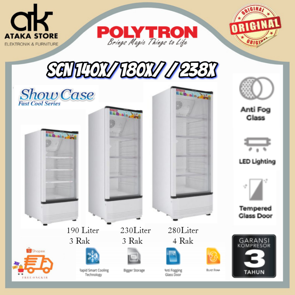 Jual SHOWCASE COOLER POLYTRON 190LITER SCN140 / 230LITER SCN180 ...