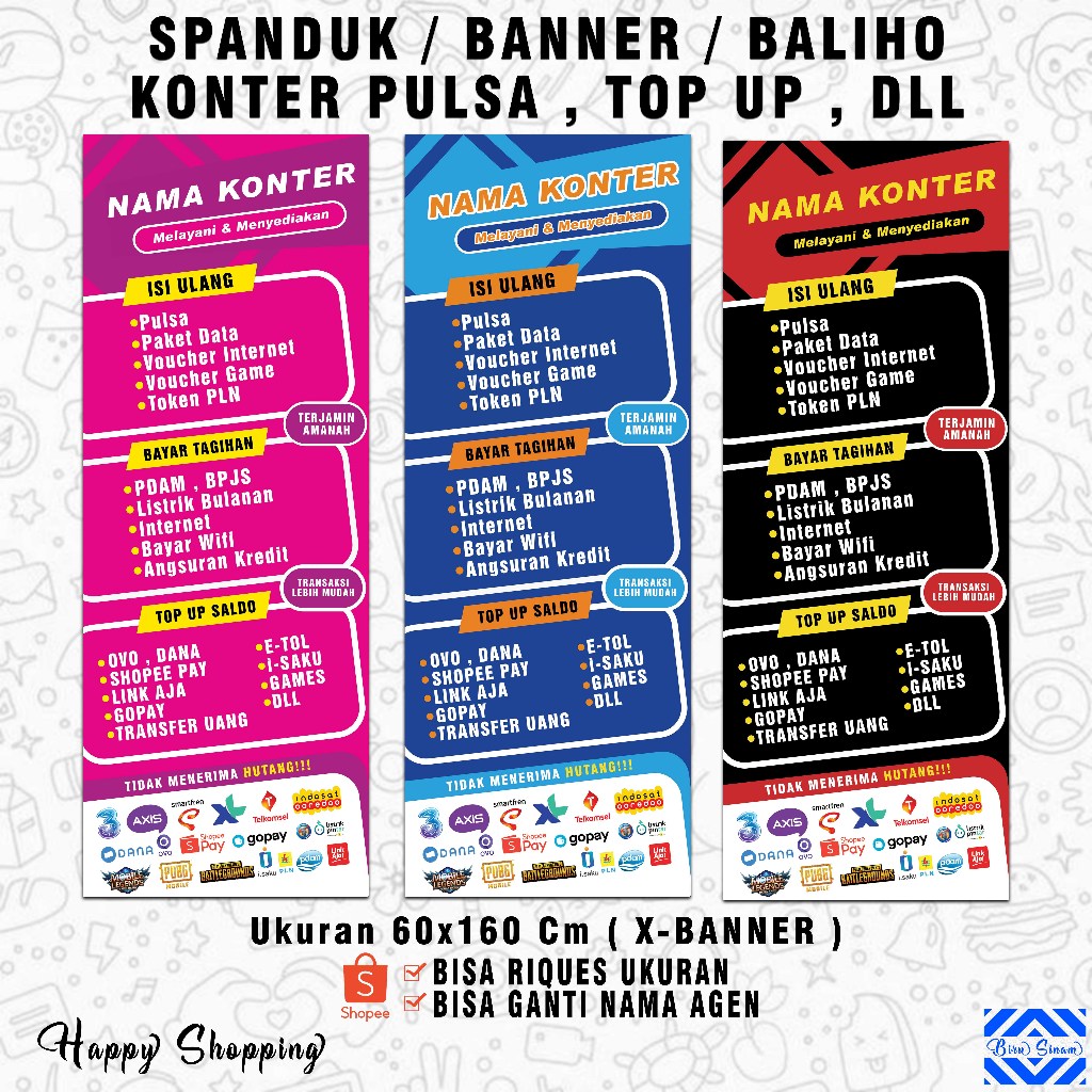 Jual Banner Spanduk KONTER PULSA Ukuran 60x160 (X-Banner) MURAHHHHH | Shopee Indonesia