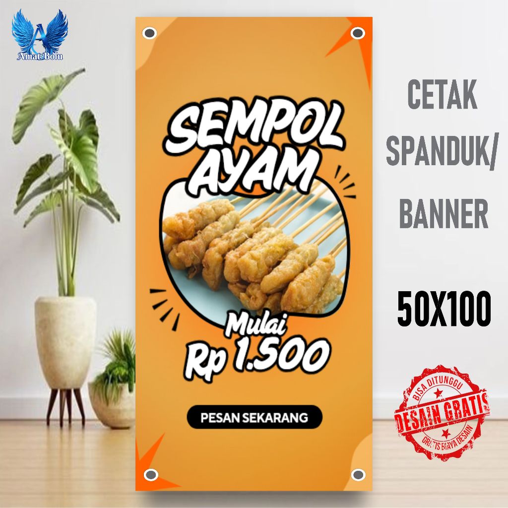 Jual Cetak Banner Cetak Spanduk Sempol Ayam Costom Desain | Shopee ...