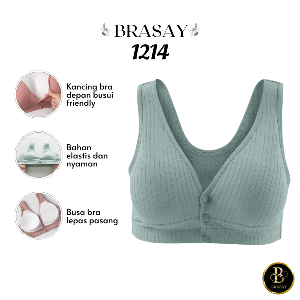Jual Brasay Bra Menyusui Kancing Depan Tanpa Kawat Katun Nursing Bra ...