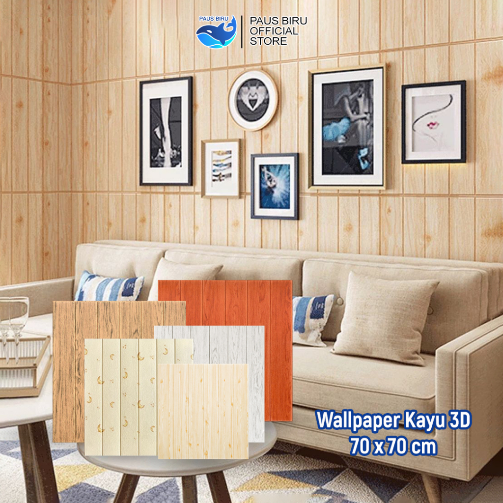 Jual Paus Biru - Wallpaper Dinding Motif Kayu 3D Wallpaper Wood Foam ...