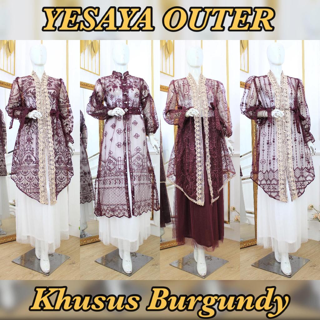 Jual YESAYA Outer Brokat Terbaru Khusus Burgundy Seragaman | Shopee Indonesia