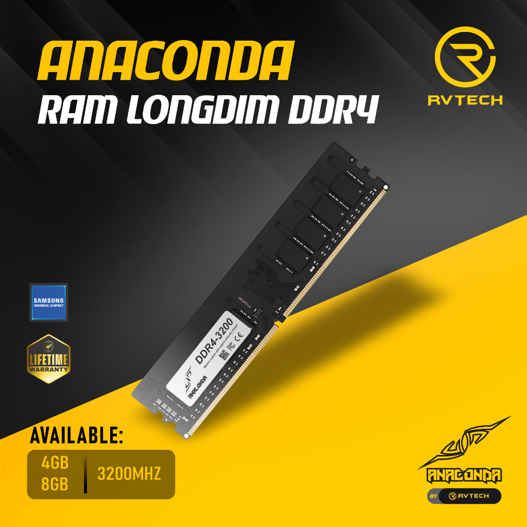 Jual Memory RAM Longdimm Anaconda 4GB/8GB DDR4 3200Mhz RVTECH Original ...