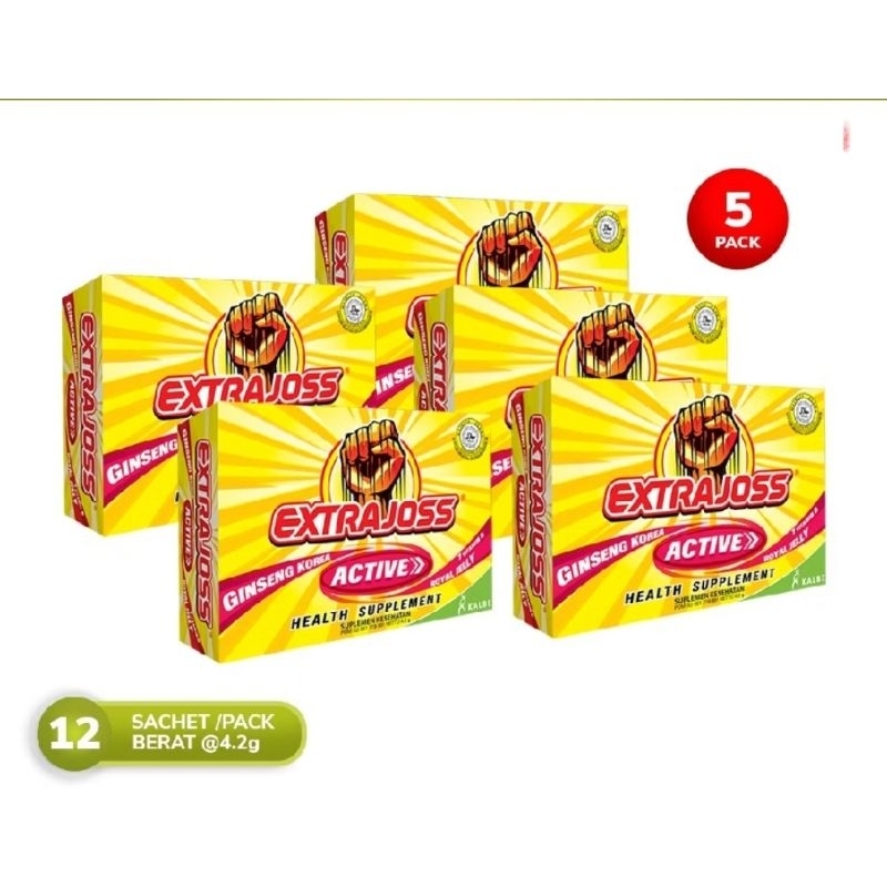 Jual Extra Joss Active 1 Box isi 5 Kotak (60 Sachet) | Shopee Indonesia