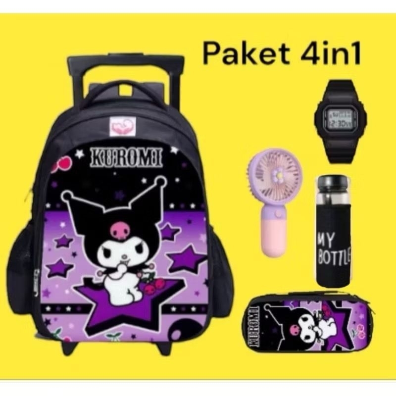Jual Tas Ransel Troli 5in1 Kuromi Anak Sekolah PAUD TK SD | Shopee Indonesia