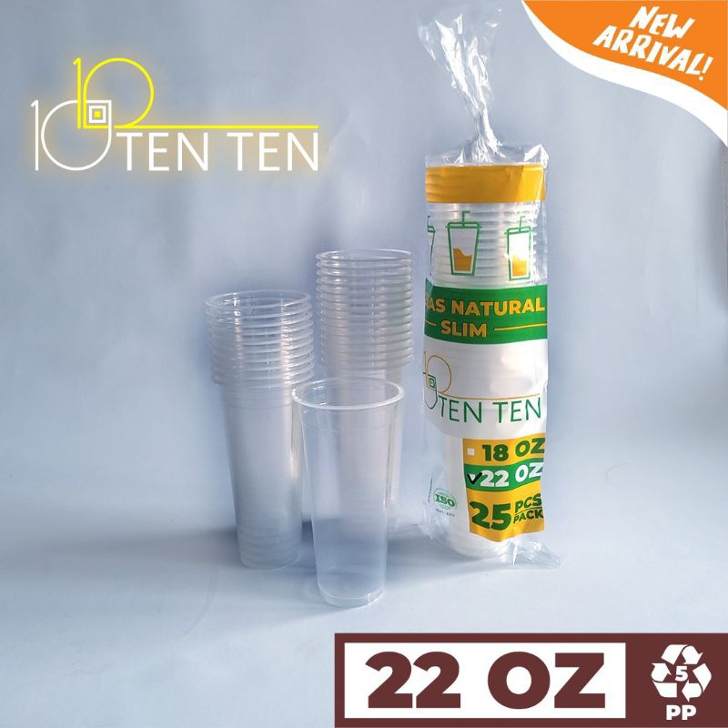 Jual Gelas Plastik Bening Slim Ten Ten isi 25 PCS | Shopee Indonesia