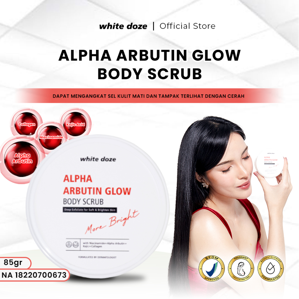Jual WHITE DOZE Scrub Tubuh Alpha Arbutin Glow 85 gr | Menjadikan Kulit ...