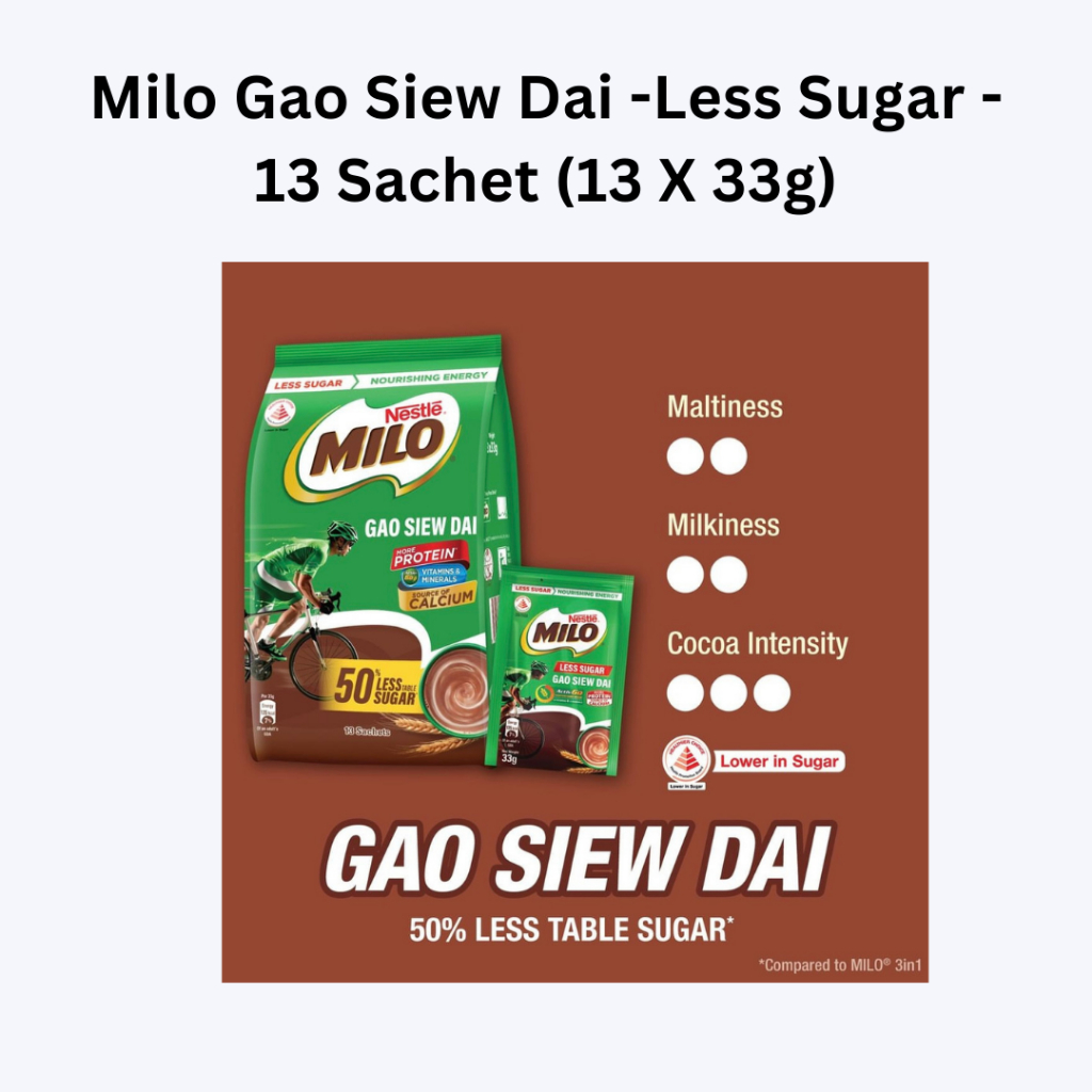 Jual Milo Gao Siew Dai -Less Sugar - 13 Sachet (13 X 33g) | Shopee ...