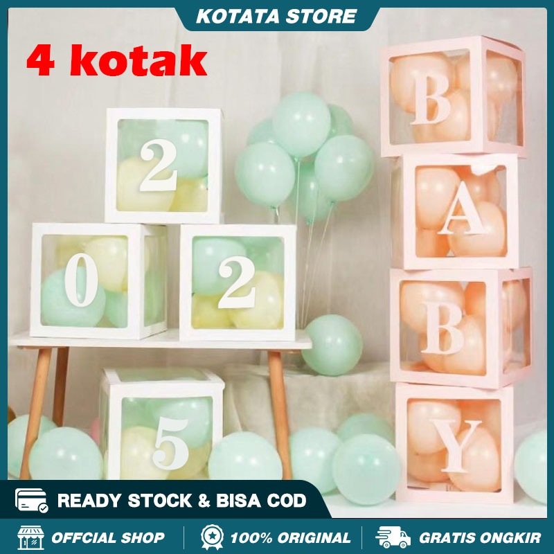 Jual [2024 baru] Balon Box BABY 2025 4 pcs DIY Dekorasi baby Balonasia ...