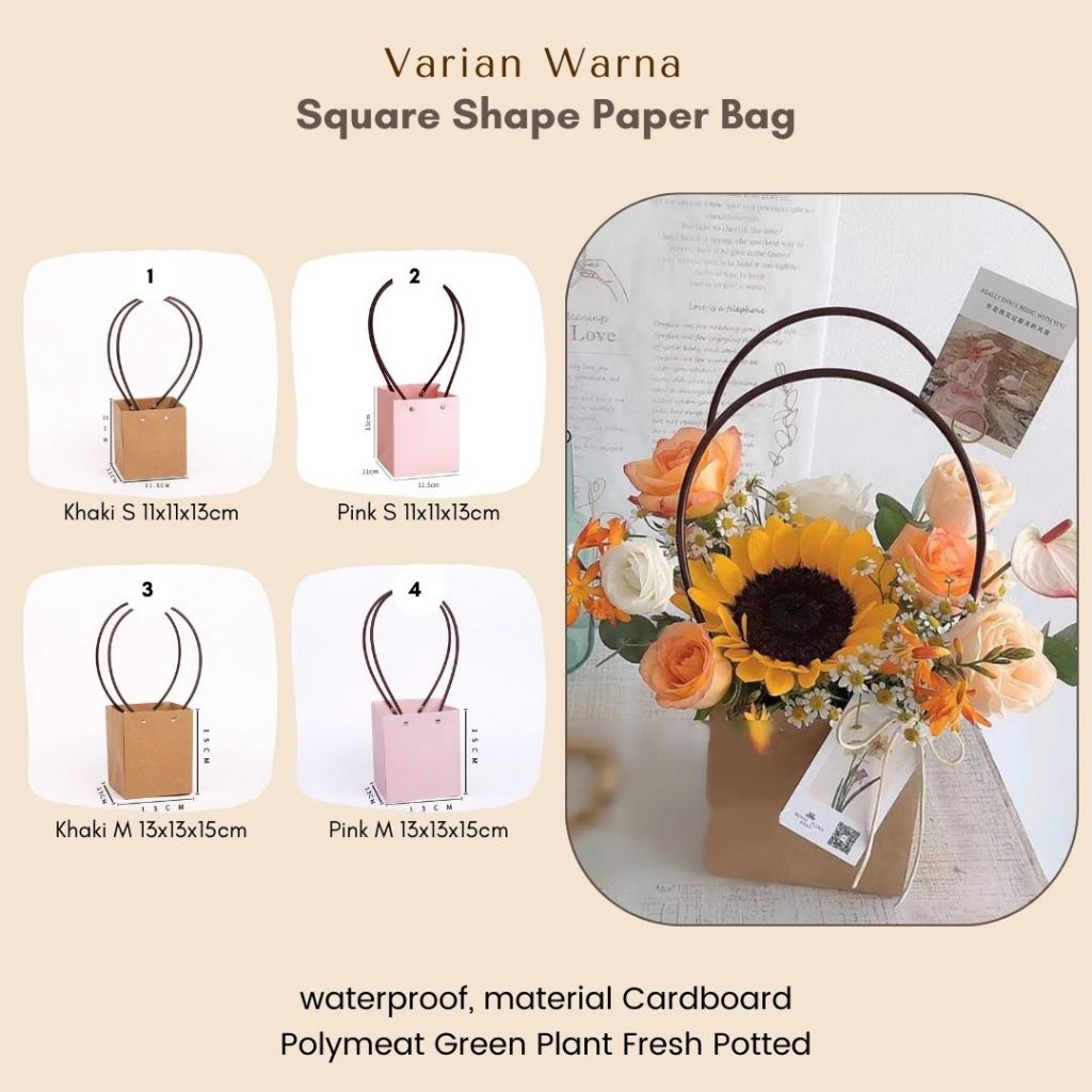 Jual SQUARE SHAPE PAPER BAG / KERANJANG BUKET BUNGA / AKSESORIS BUKET ...