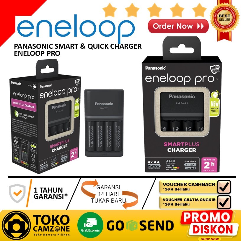 Jual Panasonic Eneloop Pro Smart & Quick Charger AA 4PCS 2H ( BQ-CC55 ...