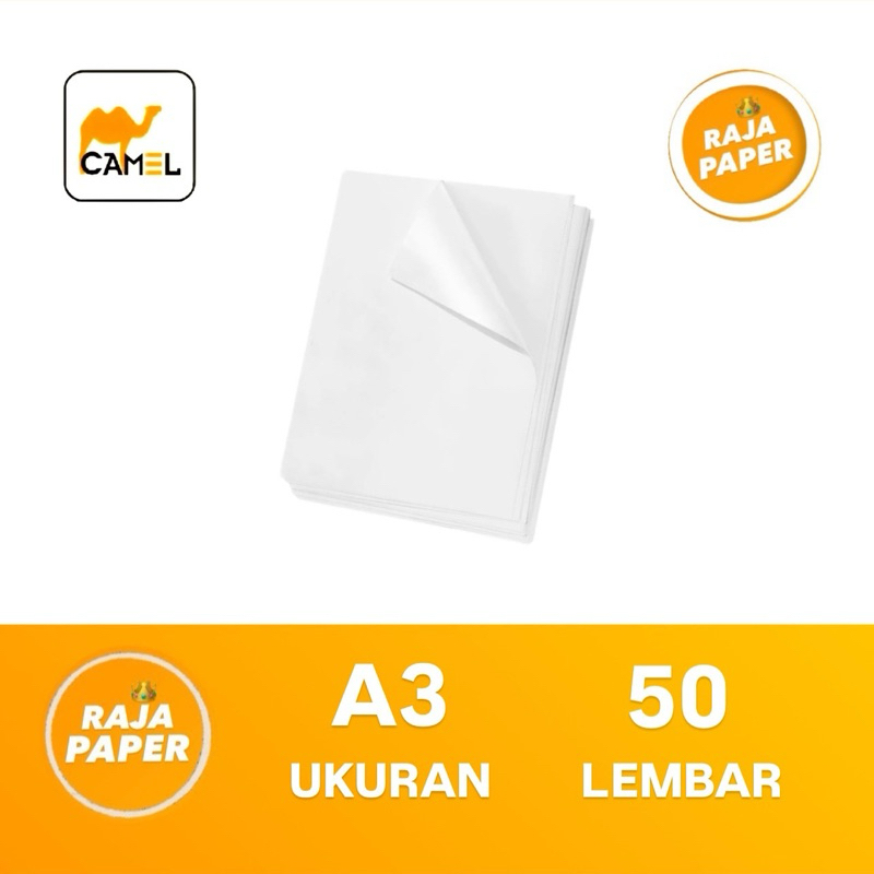 Jual Kertas Sticker Vinyl Glossy Ukuran A3 50 Lembar By CAMEL ( 297 Mm ...