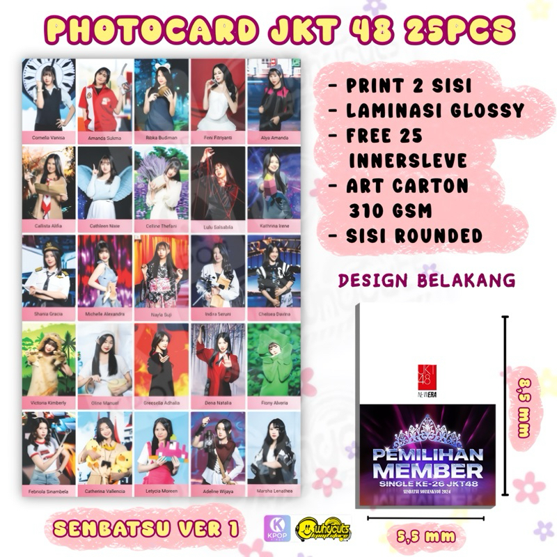 Jual [25PCS] PC Photocard JKT48 Senbatsu Sousenkyou 2024 Print 2 sisi laminasi glossy anti ...
