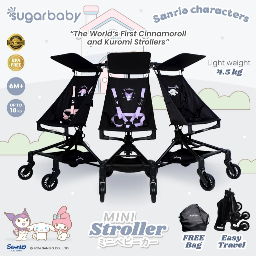 Jual Sugar Baby Mini Stroller Sanrio Kuromi Melody Cinnamoroll / Kereta ...