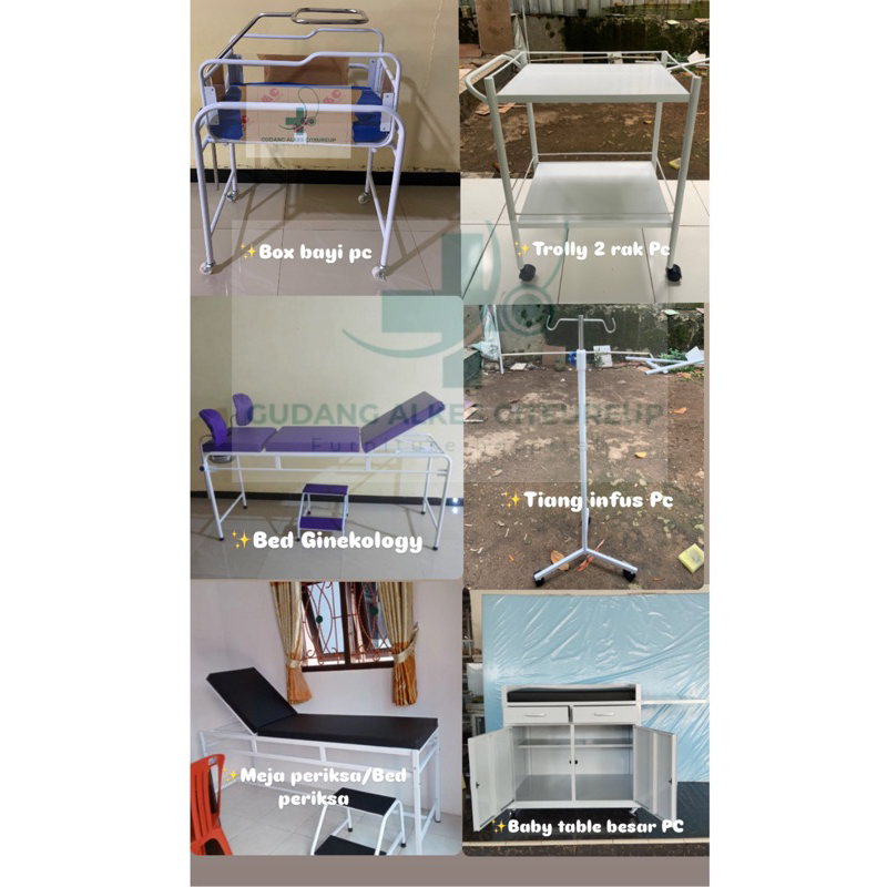 Jual Paket Kebidan 6 Item Plat Besi (Ginekologi,Tiang infus,Trolly 2 ...