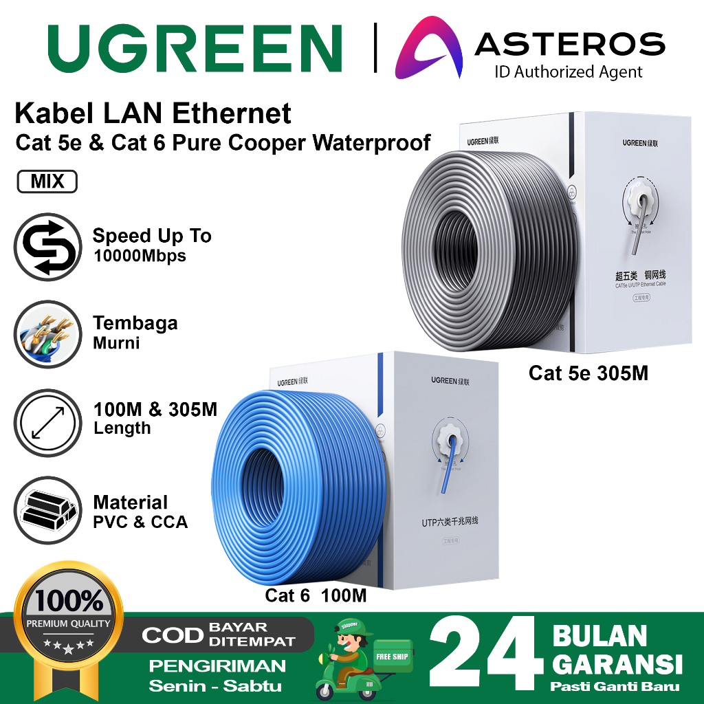 Jual UGREEN Kabel LAN UTP CAT5e Cat6 Kabel Ethernet/Internet RJ45 ...