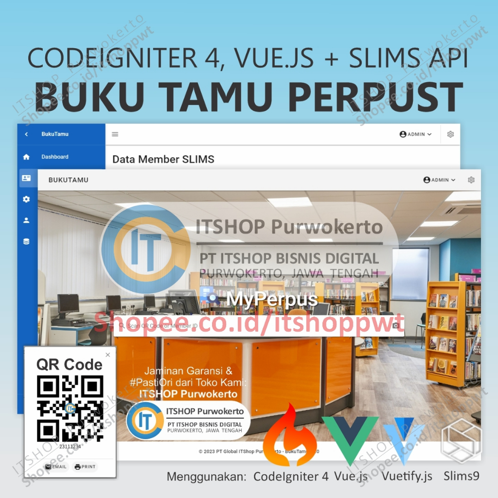 Jual Source Code Aplikasi Web Buku Tamu Perpustakaan Codeigniter 4 CI4 ...